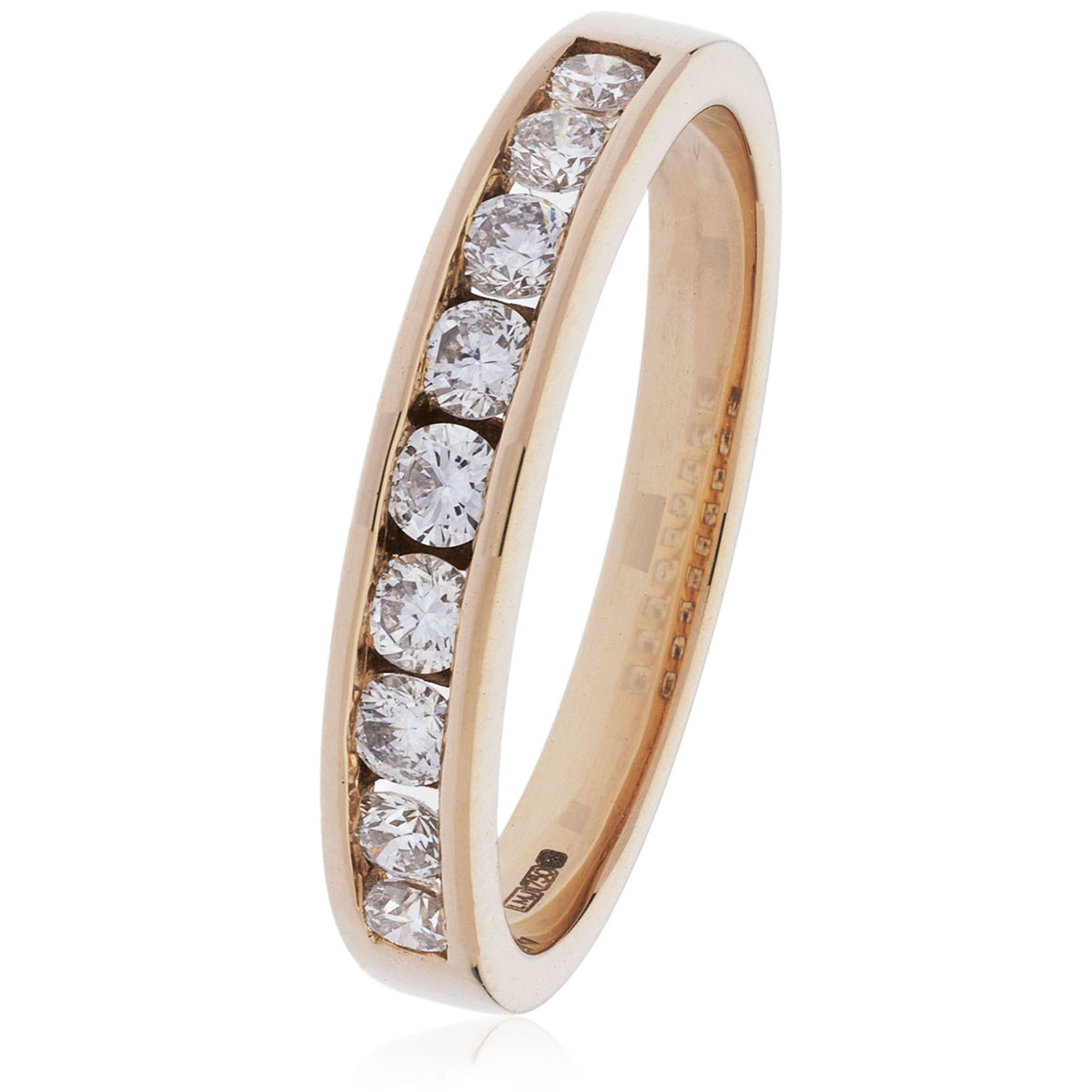 Diamond Channel Half Eternity Ring 0.25ct, 18k Rose Gold - Half ...