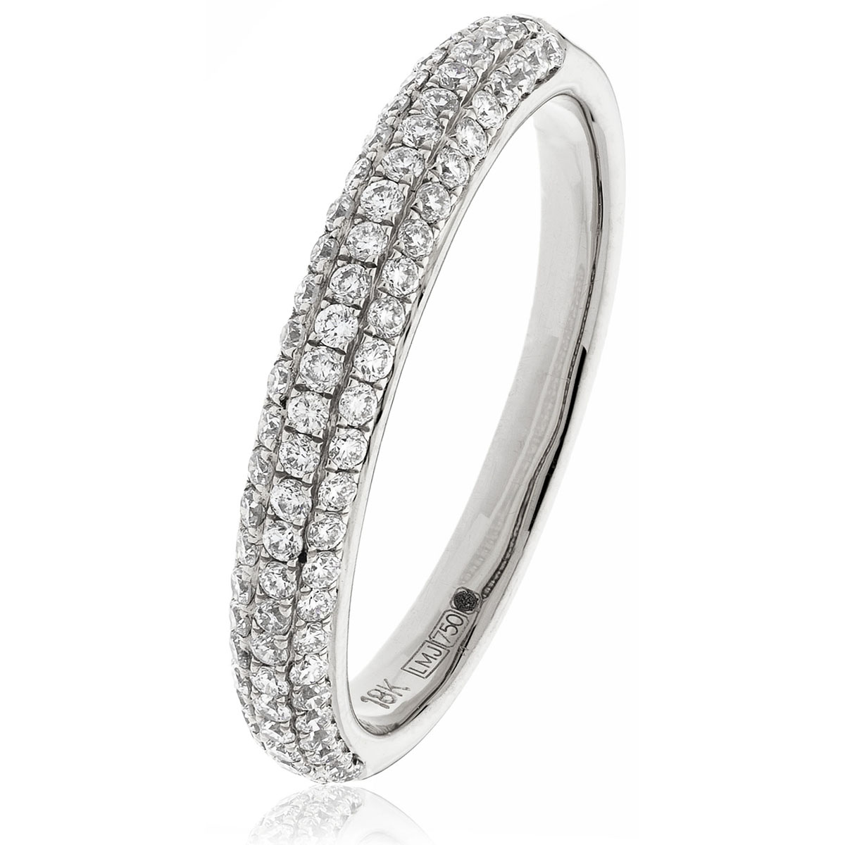 Diamond Pave Set Half Eternity Ring 0.55ct, 18k White Gold - Half ...