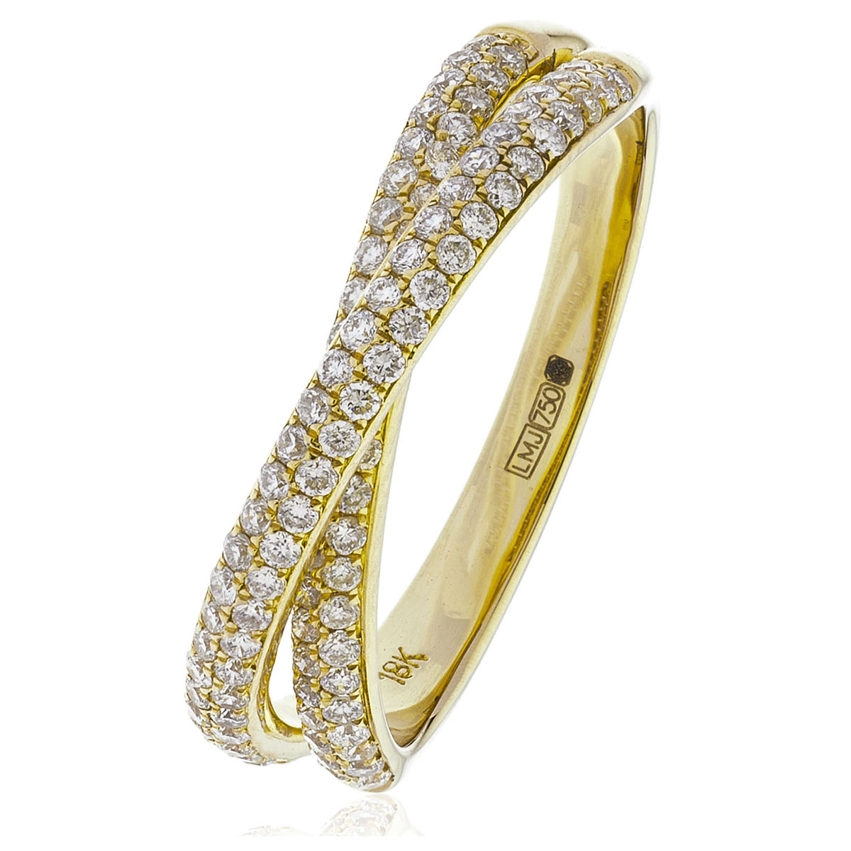 Diamond Pave Cross-Over Ring 0.50ct, 18k Gold - Cross-Over Rings - More Ring Styles - Rings