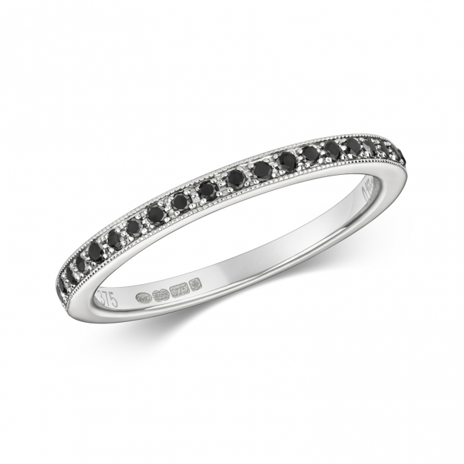 Black Diamond Half Eternity Ring 0.14ct 9k White Gold