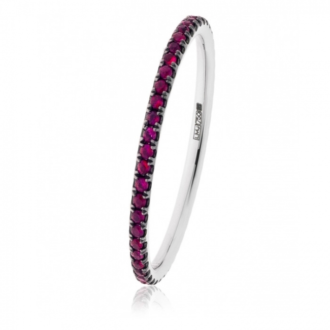 Petite Ruby Full Eternity Ring 0.30ct, 18k White Gold 1.5mm
