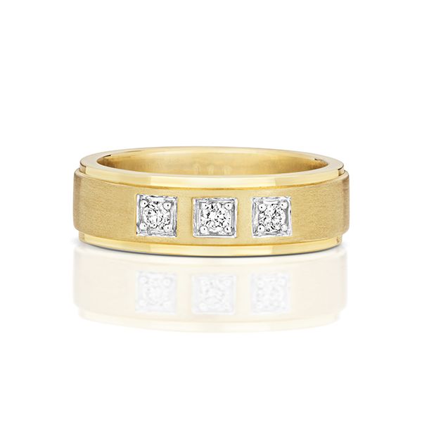 6mm Diamond Trilogy Wedding Ring, 9k Gold