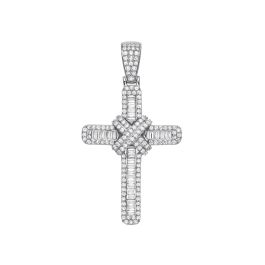 Pavé Set Diamond Cross Pendant 1.22ct. 18k White Gold