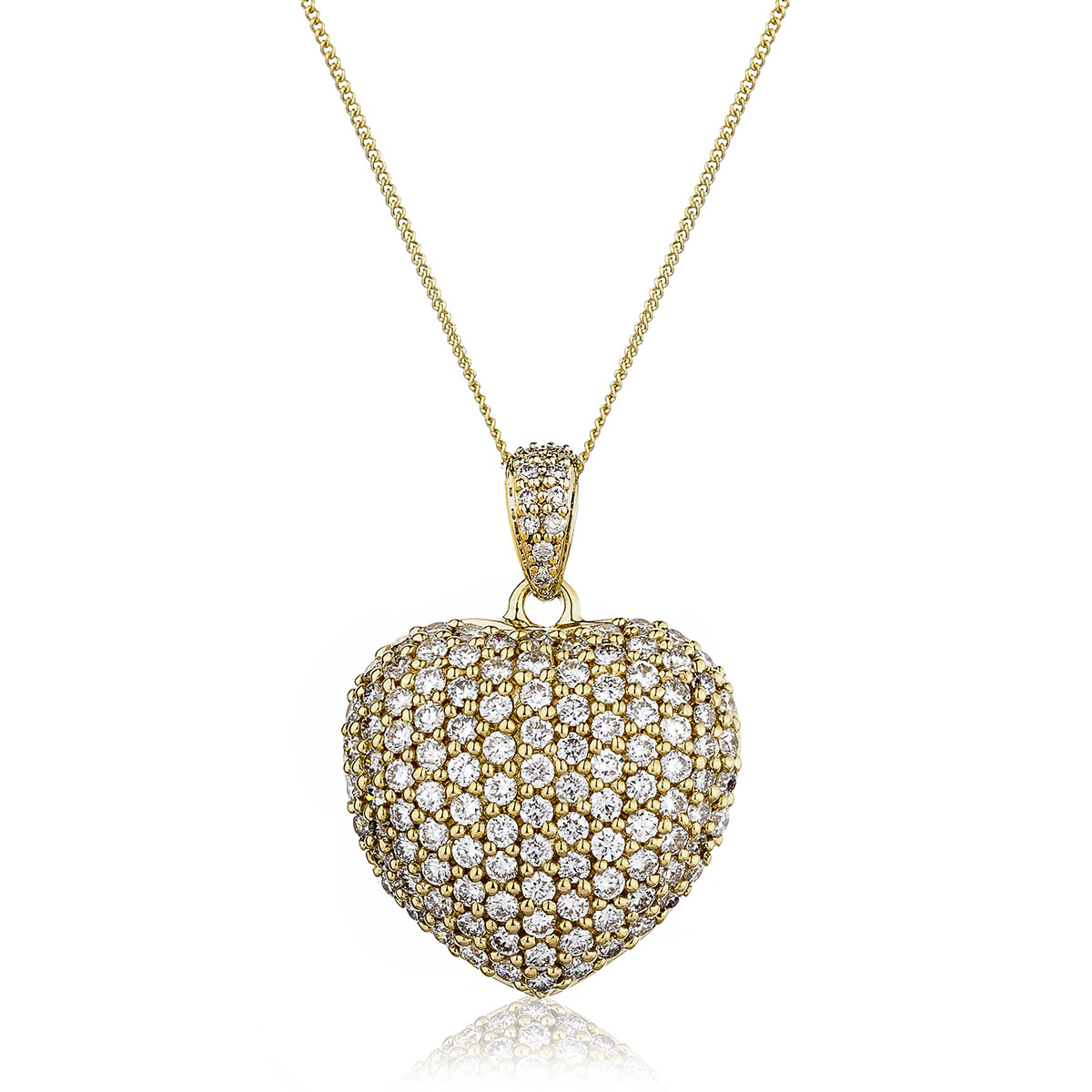 Diamond Pavé Heart Pendant 1.45ct, 18k Gold